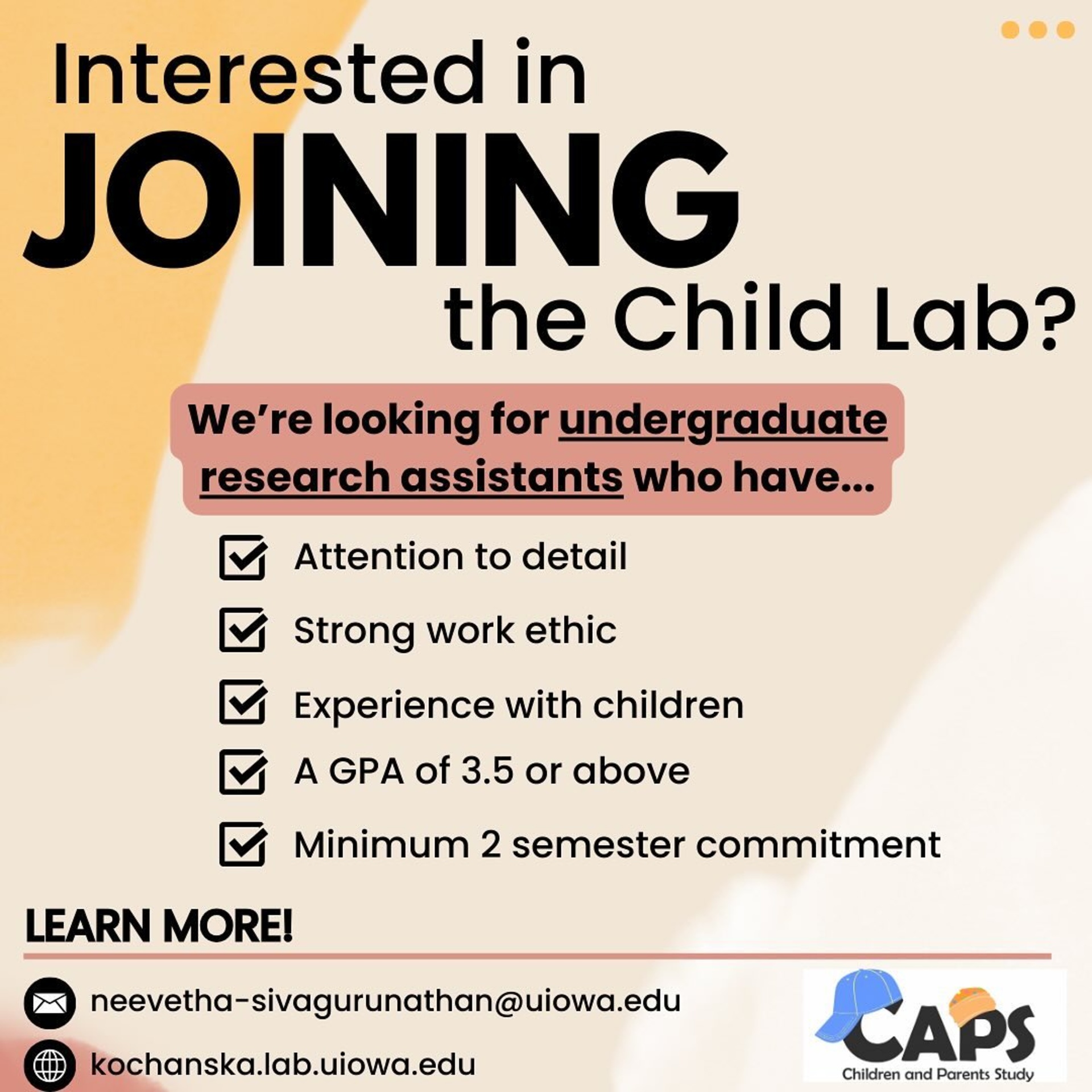 Join the Lab | Child Lab - Department of Psychological and Brain ...